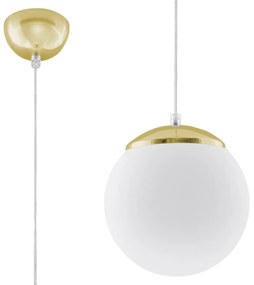 Závěsné svítidlo Ugo, 1x bílé skleněné stínítko, (fi 20 cm), g