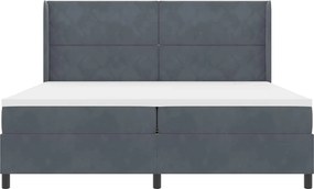Postel s boxspringem s čelo Tmavě šedá 200 x 200 cm samet 3342081