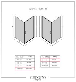 CERANO - Sprchový kout Porte L/P - chrom, transparentní sklo - 80x100 cm - křídlový