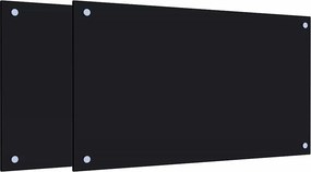 Kuchyňské panely 2 ks černé 70 x 40 cm tvrzené sklo 3315795