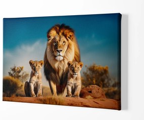 Obraz na plátně - Lví rodina se vyhřívá na slunci FeelHappy.cz Velikost obrazu: 40 x 30 cm