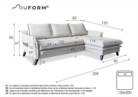 Světle modrá rozkládací rohová pohovka Miuform Charming Charlie, pravý roh