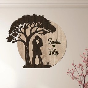 dřevo života Dřevěná dekorace na zeď ZAMILOVÁNÍ - personalizovaný text Zvolte rozměr (cm): 40x35, Zvolte barvu dekoru: Dub Sonoma-Wenge