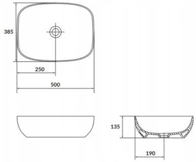 Cersanit Larga, umyvadlo na desku 50x39 cm, bílá lesklá, K677-003