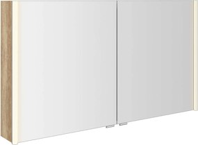 Sapho Alix - Zrcadlová skříňka s LED osvětlením 126x70x18 cm, 2x dvířka, dub alabama AX126-0022