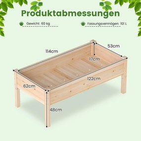 Costway Sada 2 dřevěných vyvýšených záhonů s drenážními otvory, truhlík