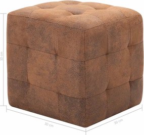 Taburety 2 ks hnědé 30 x 30 x 30 cm umělá broušená kůže 278382