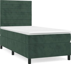 vidaXL Box spring postel s matrací 100x200 cm samet [3143069] Barva: Tmavě moddrá