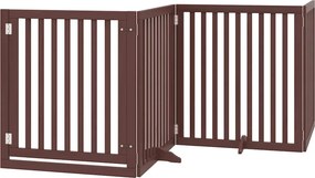 Zábrana pro psy s dvířky skládací 6 panelů hnědá 480 cm topol 3155693