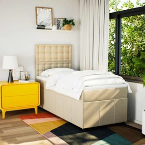 Box spring postel s matrací krémová 90x200 cm textil 3291570