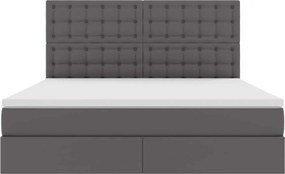 Postel s úložným prostorem s čelo Šedá 160 x 200 cm Umělá kůže 3371675