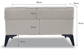 Taburet SELI s úložným prostorem - černý - bouclé - NOW OR NEVER 100