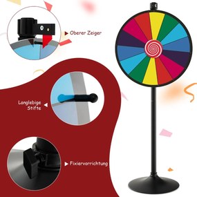 Costway Ø 60 cm Wheel of Fortune se stojanem Cenové kolo Výškově nastavitelné