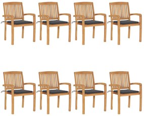 Stohovatelné zahradní židle s poduškami 8 ks masivní teak 3073240