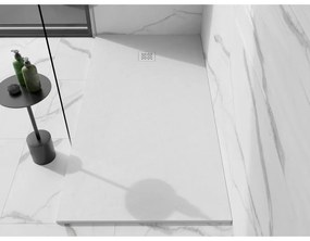 Mexen Stone+, obdélníková vanička z minerálního kompozitu 180 x 80 cm, bílá, bílá krytka, 44108018-W