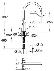 Grohe Ambi Cosmopolitan Dřezová otočná baterie se dvěma pákami, chrom 30190000