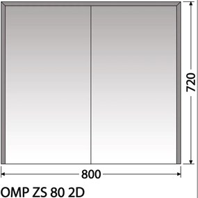 INTEDOOR zrcadlová skříňka dvoudveřová OMP ZS 80 Povrch: 0693 AP ORCHID MAT