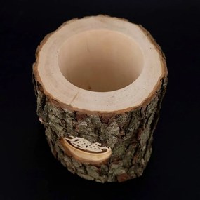 AMADEA Svícen z kůrového kmenu s vkladem - zvonky, masivní dřevo, výška 12 cm