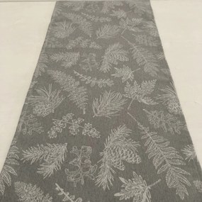 Běhoun ubrus 135x40 cm Šedo-stříbrné listy