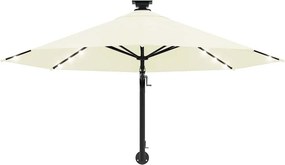 Nástěnný zahradní slunečník s LED 300 cm pískový 312522