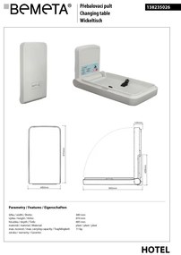 Bemeta Design Přebalovací pult nástěnný, plast, bílá/šedá - 138235026
