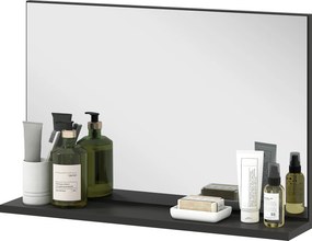 Zrcadlo do koupelny kleankin se policí, moderní víceúčelové zrcadlo do koupelny, ložnice a předsíně, 60x12x40 cm, černé
