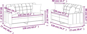 vidaXL 2dílná sedací souprava s polštáři umělá kůže [3201371] Barva: Šedá