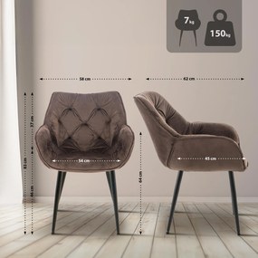Židle Tanna samet – hnědá