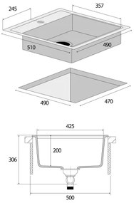 Concept DG00C50BE - Kuchyňský dřez CUBIS 49x51 cm granit/béžová