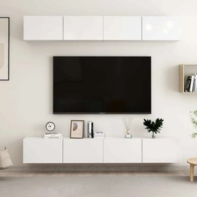 vidaXL TV skříňky 4 ks 100 x 30 x 30 cm dřevotříska [3078746] Barva: bílá s vysokým leskem