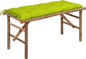 vidaXL Skládací zahradní lavice s poduškou 118 cm bambus [3063865] Barva: Jasně zelená