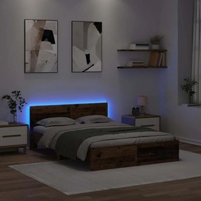 Rám postele s čelo Staré dřevo 135 x 190 cm Kompozitní dřevo 3403574