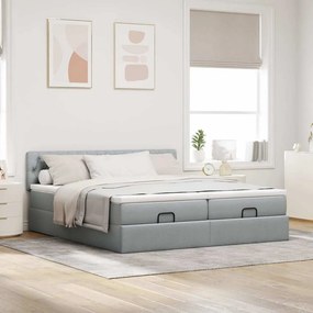 Osmanský rám postele s matrací světle šedý 200x200cm textil 3312871