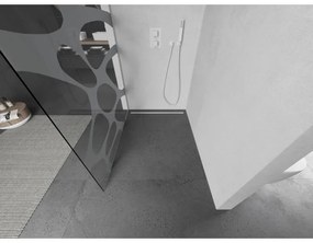 Mexen Kioto L, sprchová zástěna Walk-In 100 x 200 cm, 8mm čiré sklo bílý vzor, ​​bílý profil, 800-100-103-20-97