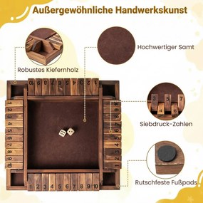 Costway Hra Shut The Box pro hráče 2-4 kostky hra s kostkami 2 a robustní hra