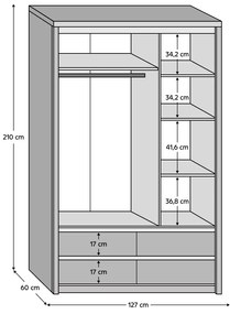 Kondela Skříň se zrcadlem 3D4S, dub sonoma, NORTY TYP 1