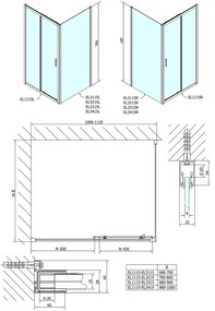 Polysan, Easy Line obdélníková sprchová zástěna 1100x1000mm L/P varianta, EL1115EL3415