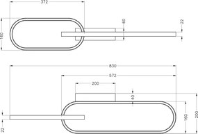 Zuma Line C241145502A - LED Stropní svítidlo RAVON 2xLED/24W/230V černá/zlatá
