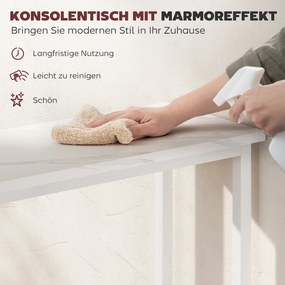 HOMCOM Konzolový stolek do předsíně s nastavitelnými nožičkami, ochranou proti převrácení 75 x 24 x 76 cm pro malý prostor, bílý
