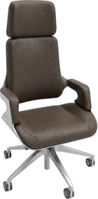 Výprodej Interstuhl designové kancelářské židle Silver 362S, kůže Leather hnědá, konstrukce hliník broušený, na tvrdou podlahu