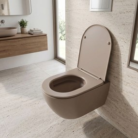 Rea Focus, závěsná WC mísa + WC sedátko, Tornado technologie, béžová, REA-C0366