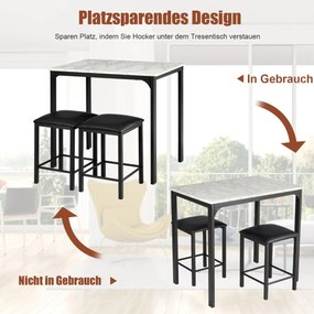 Costway 3dílná sada jídelního stolu, sada barového stolu se 2 polstrovanými