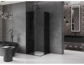 Mexen Velar Duo, sprchový kout s posuvnými dveřmi 100 x 100 cm, 8mm šedé sklo, černá matná, 871-100-100-42-70