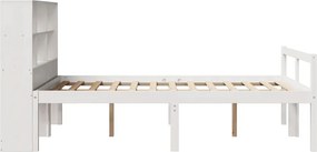 Postel s knihovnou bez matrace bílá 160x200 cm masivní borovice 3322021