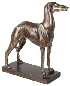 Hnědá dekorativní soška psa se zlatou patinou – 27x11x31 cm