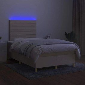 Box spring postel s matrací a LED krémová 120x190 cm textil 3270258