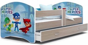 Pohádková postel LUCKY 180x80 Sonoma SUPER HEROES 54L