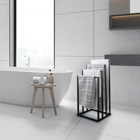 Erga Lonia, čtyřramenný věšák na ručníky 45x29x94 cm, černá matná, ERG-YKA-P.LONIA4-BLK