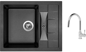 Set Sinks CRYSTAL 615 Metalblack + baterie Sinks MIX 35 P chrom