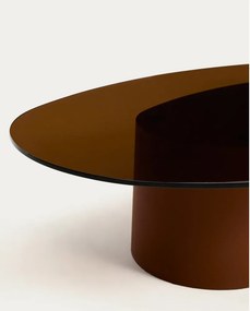 Hnědý konferenční stolek se skleněnou deskou 81x140 cm Olir – Kave Home